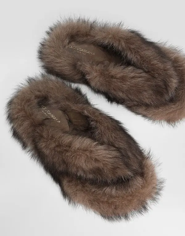 Dolce & Gabbana Shearling Flip-flops
