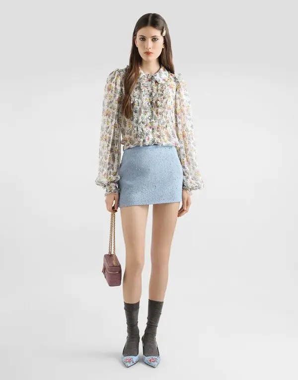 Dolce & Gabbana Small Floral-print Chiffon Shirt