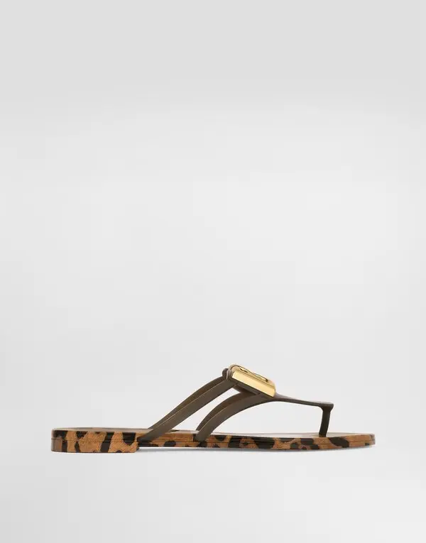 Dolce & Gabbana Rubber Beachwear Slides With Logo And Leo - Print