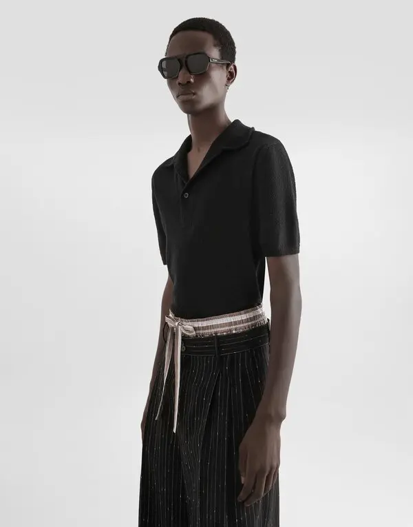 Dolce & Gabbana Cotton Blend Polo Shirt - Black