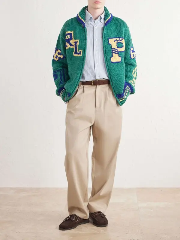 Polo Ralph Lauren Intarsia-knit Wool Zip-up Sweater