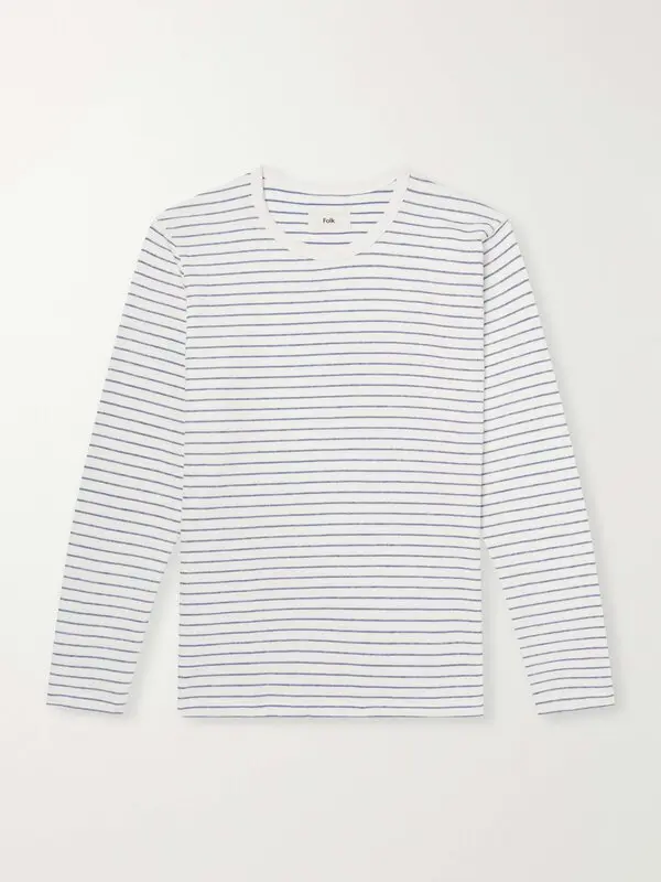 Folk Striped Cotton T-shirt - Ecru