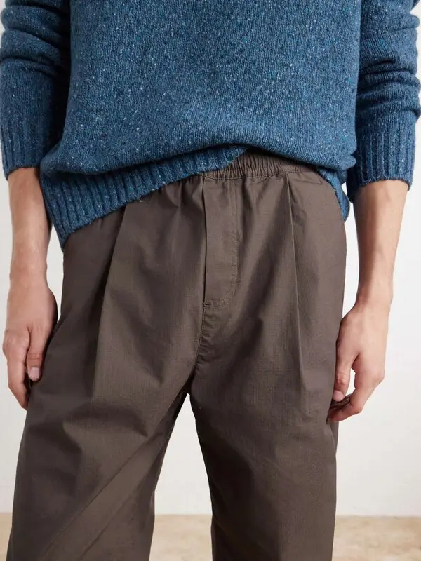 Folk Straight-leg Pleated Cotton-blend Ripstop Trousers