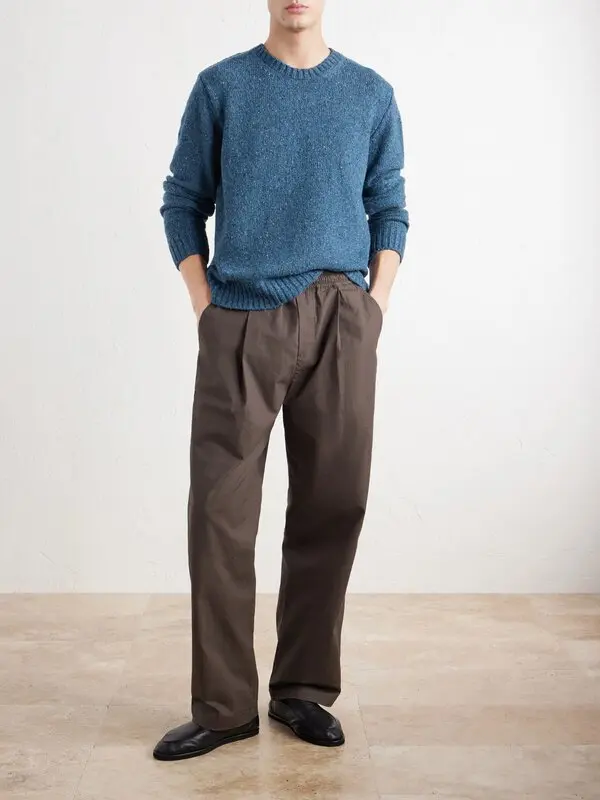 Folk Straight-leg Pleated Cotton-blend Ripstop Trousers - Brown