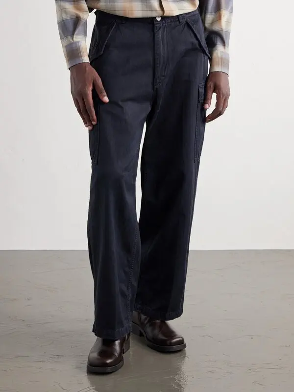 A.PRESSE Cotton Twill Cargo Trousers - Blue