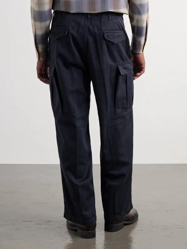 A.PRESSE Cotton Twill Cargo Trousers - Blue
