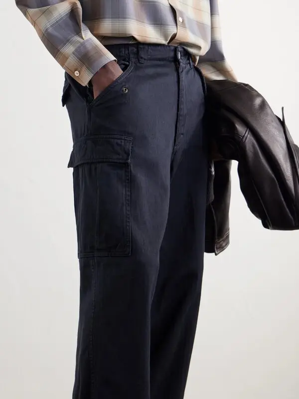 A.PRESSE Cotton Twill Cargo Trousers - Blue