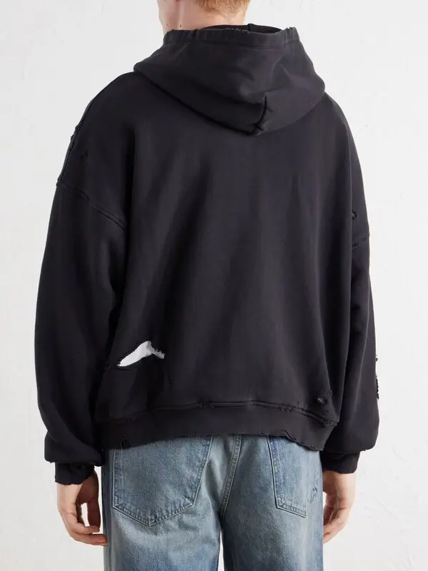 NAHMIAS Distressed Cotton-jersey Zip-up Hoodie