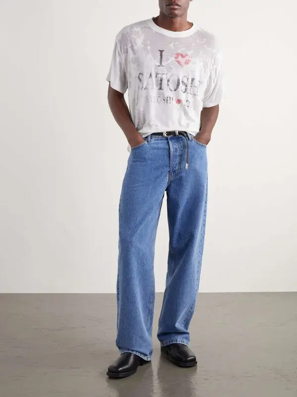 SATOSHI NAKAMOTO I Love Satoshi Printed Distressed T-shirt