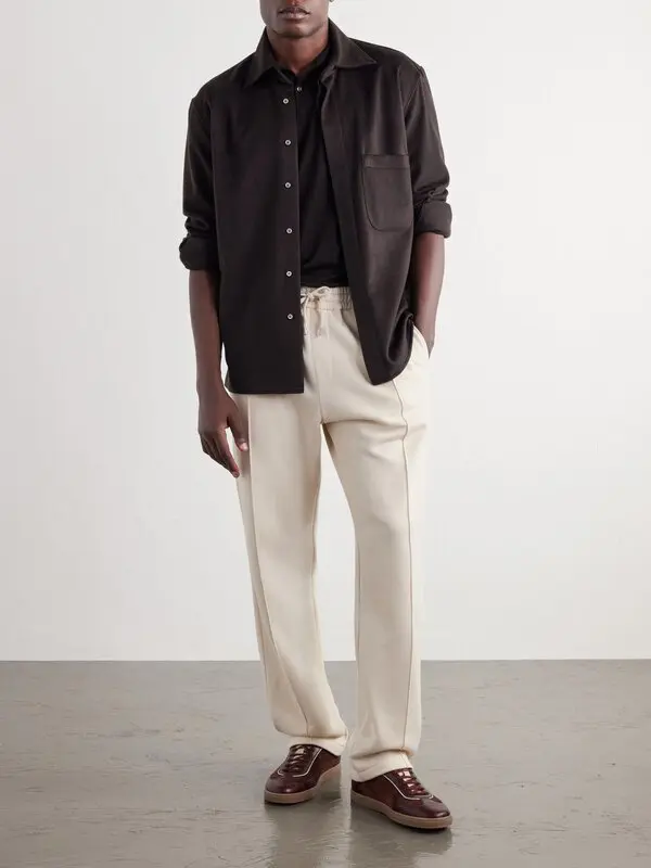 Ralph Lauren Purple Label Cotton And Cashmere-blend Drawstring Sweatpants