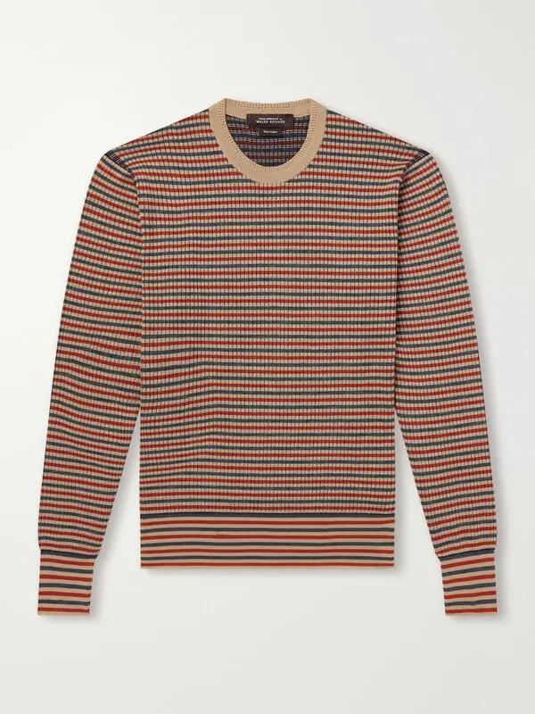 WALES BONNER Chant Striped Merino Wool Sweater - Brown