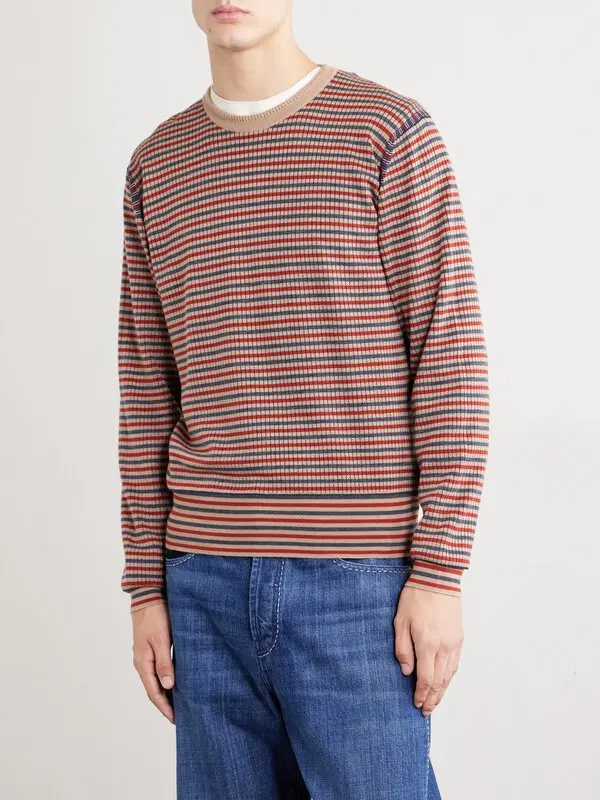 WALES BONNER Chant Striped Merino Wool Sweater - Brown