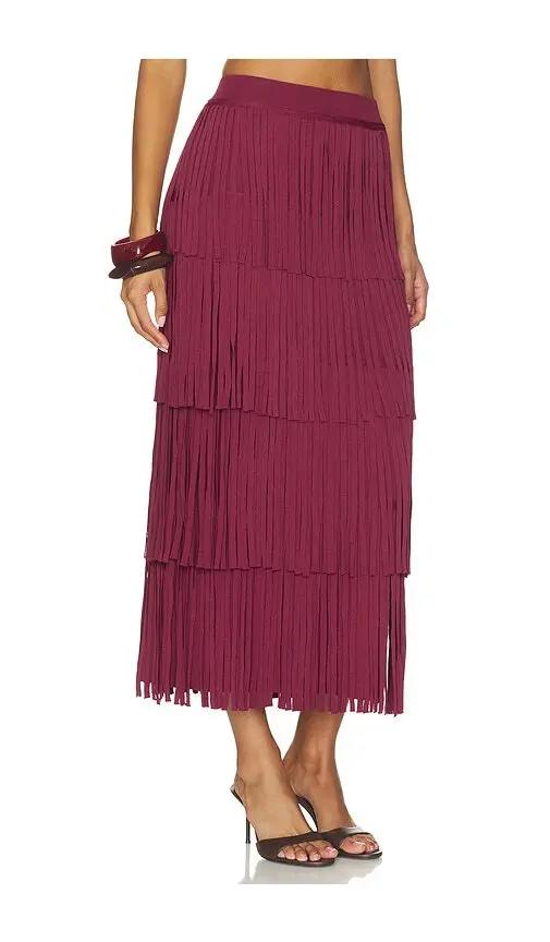 SIMONMILLER Za Za Knit Fringe Skirt - Pomegranate