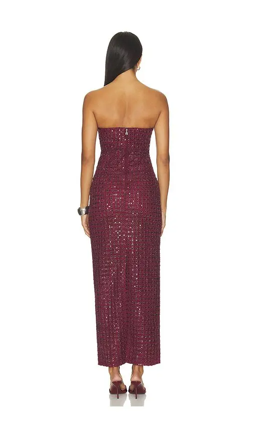 ROTATE BY BIRGER CHRISTENSEN Beaded Maxi Tube Dress In Wine