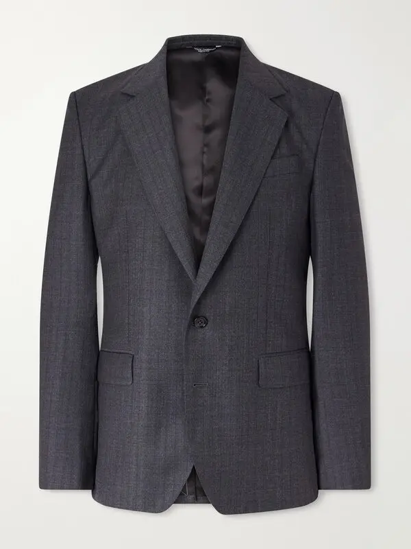 Dolce & Gabbana Pinstriped Virgin Wool Blazer - Gray