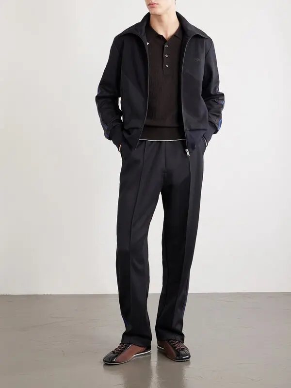 WALES BONNER Logo-embroidered Striped Jersey Track Jacket