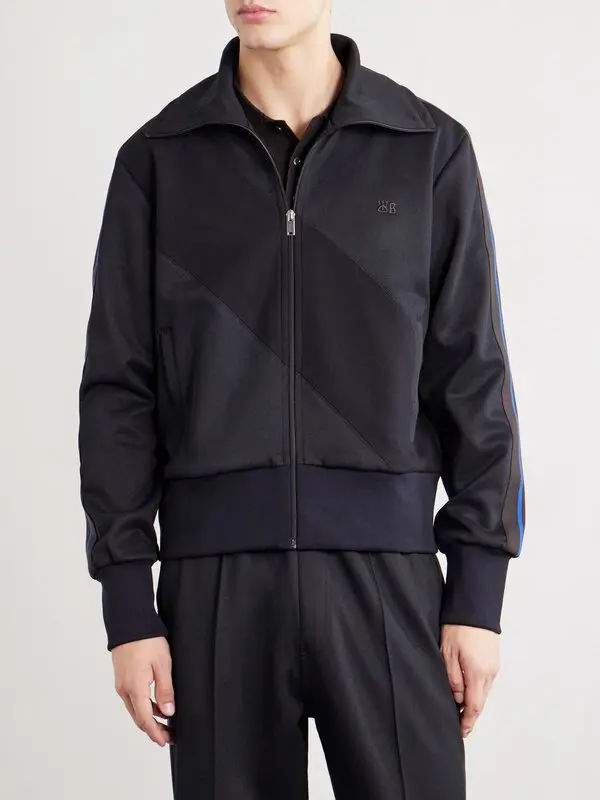 WALES BONNER Logo-embroidered Striped Jersey Track Jacket