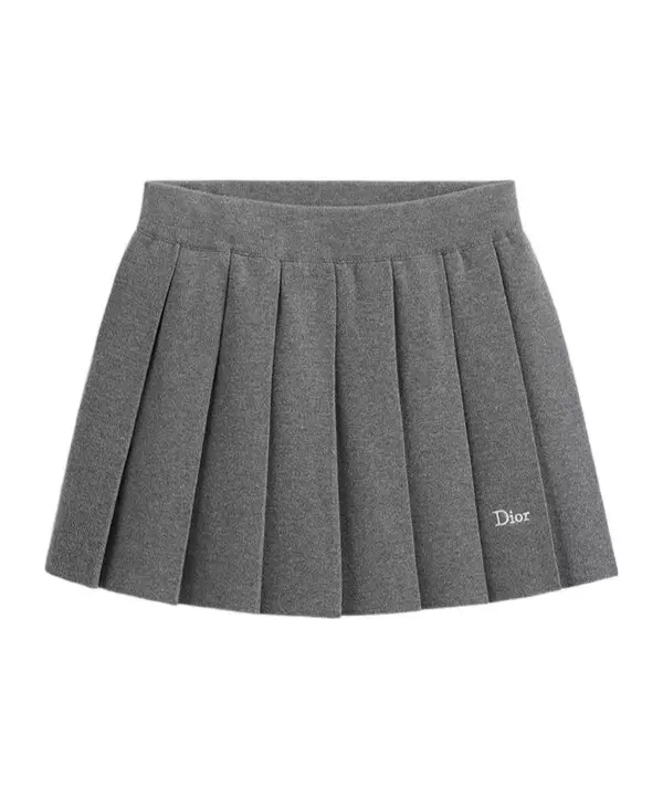Dior Elastic Waist Pleated Skirt With Logo Detail