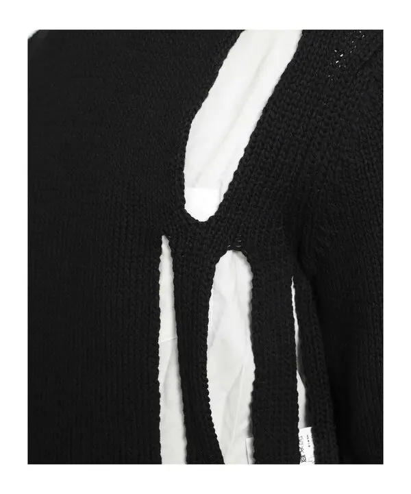 Comme Des Garçons Open-knit Crew Neck Top With Cut-out Details
