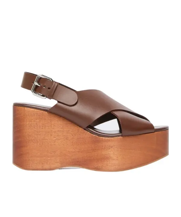 Max Mara Buckle Strap Wedge Sandals