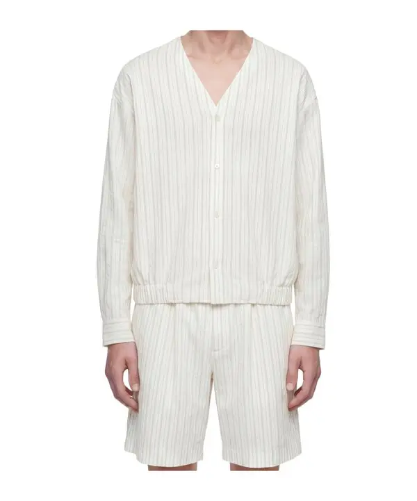 HED MAYNER Pinstriped V-neck Shirt