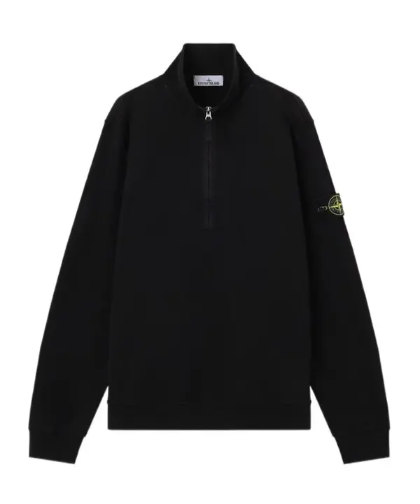Stone Island Regular-fit Half-zip Sweatshirt With Ribbed Inserts