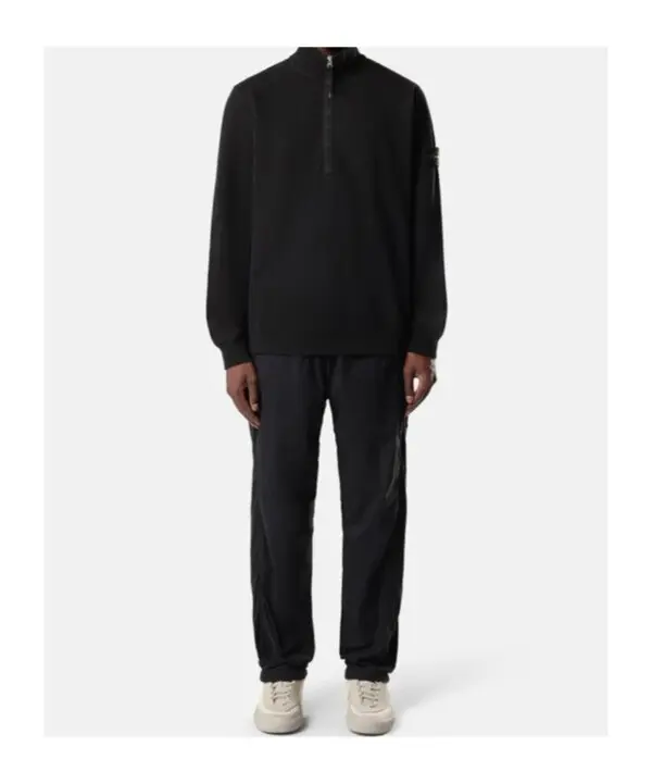 Stone Island Regular-fit Half-zip Sweatshirt With Ribbed Inserts