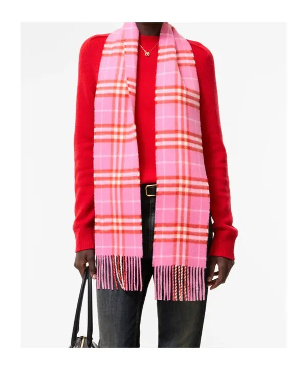 Burberry Narrow Check Cashmere Scarf - Glazed Pink