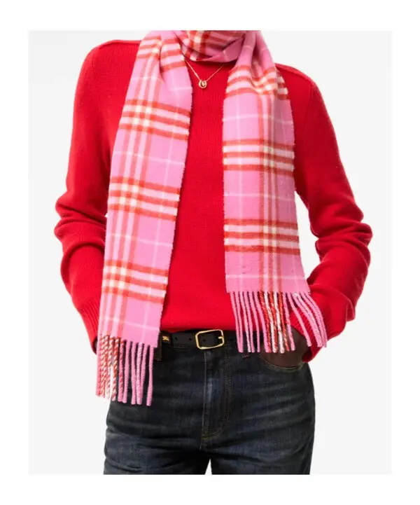 Burberry Narrow Check Cashmere Scarf - Glazed Pink