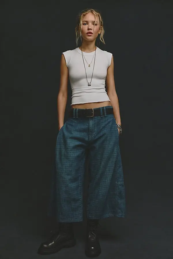 Free People We The Free Free To Roam Cropped Wide-leg Jeans
