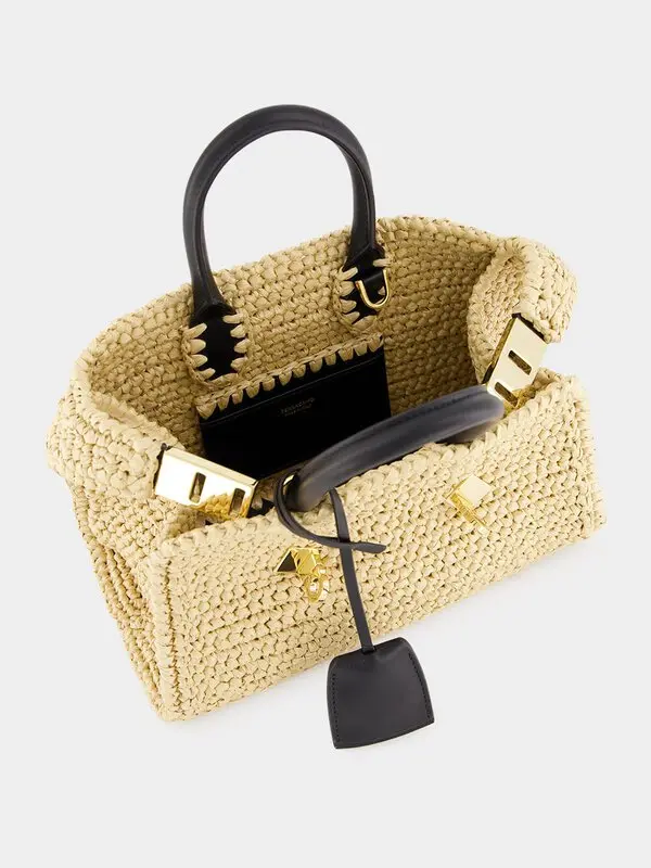 FERRAGAMO Raffia-effect Hug Mini Bag