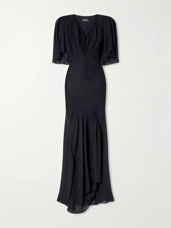 VIVIENNE WESTWOOD Priscilla Modal, Silk, And Wool-blend Jacquard Muslin Gown - Black