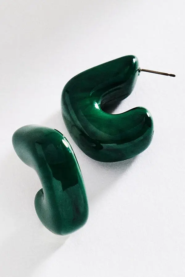 Anthropologie Res Hoop Earrgs - Green