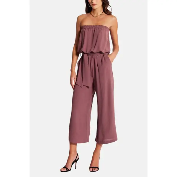 BISHOP + YOUNG Strapless Belted Jumpsuit