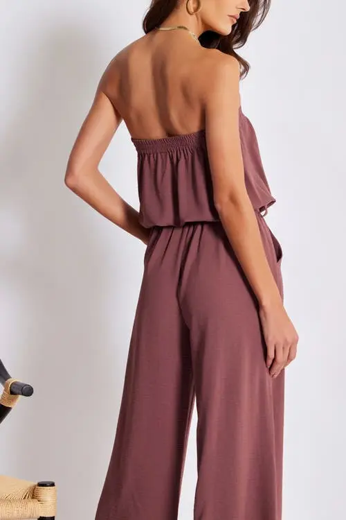 BISHOP + YOUNG Strapless Belted Jumpsuit