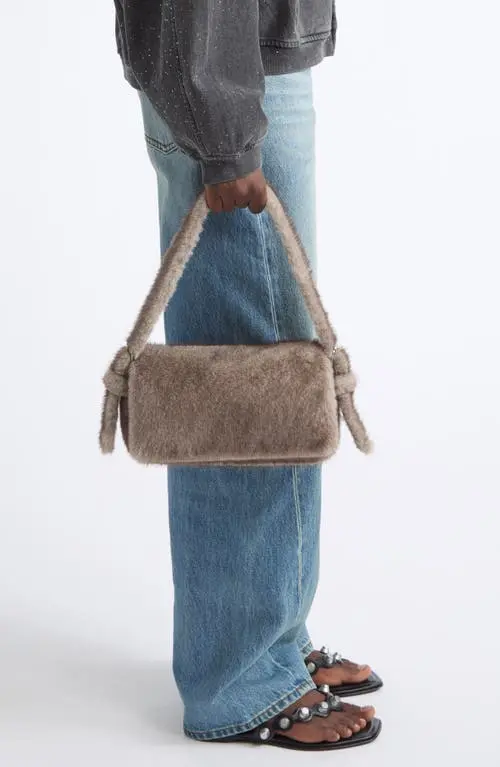 Alexander Wang Ricco Slim Faux Fur Shoulder Bag - Grey