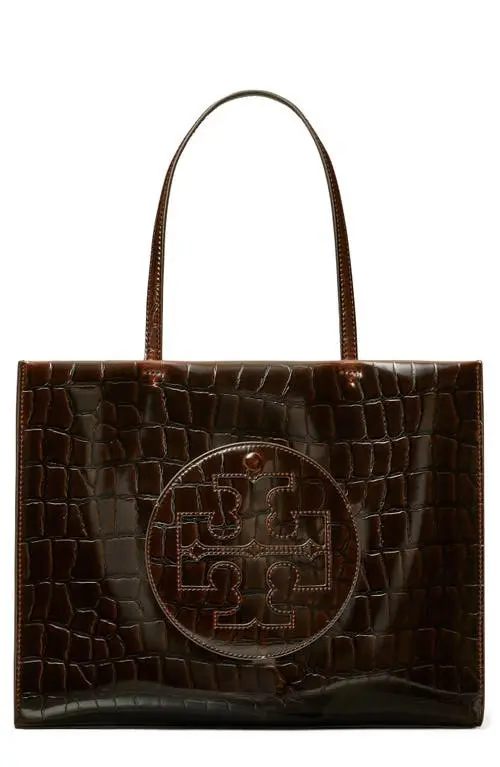 Tory Burch Small Ella Croc Embossed Leather Tote