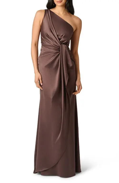 Adrianna Papell One-shoulder Matte Satin Gown