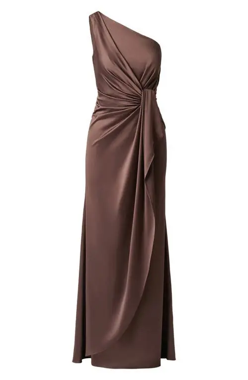 Adrianna Papell One-shoulder Matte Satin Gown