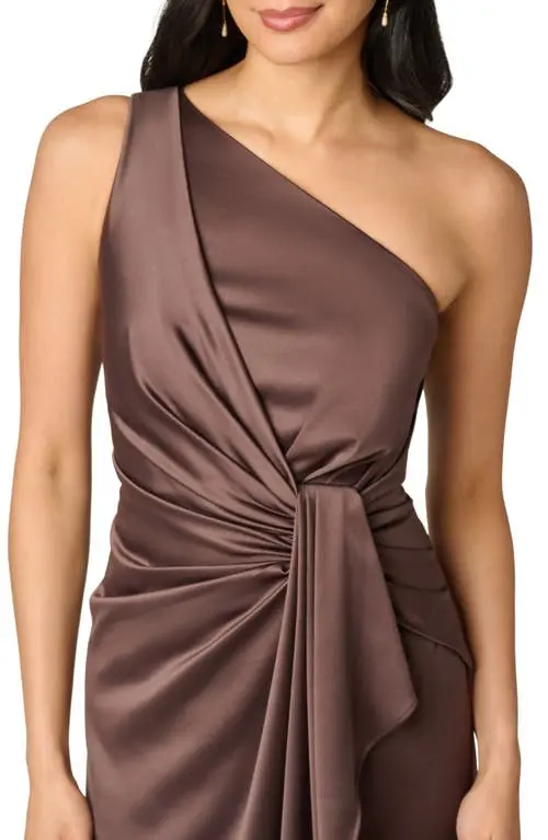 Adrianna Papell One-shoulder Matte Satin Gown