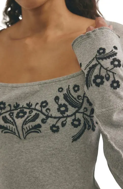 Free People Olivia Embroidered Long Sleeve Tee