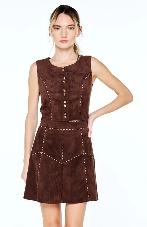 CIEBON Eris Whipstitched Faux Suede Miniskirt