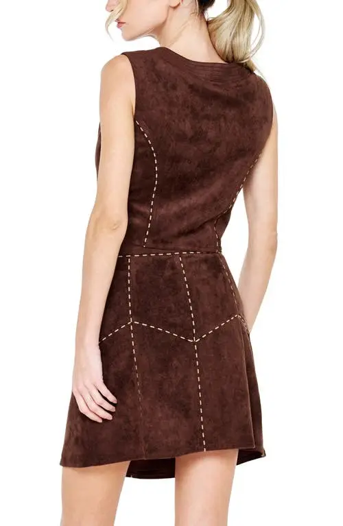 CIEBON Eris Whipstitched Faux Suede Miniskirt