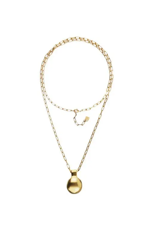 UNODE50 18k -plated Long Necklace With Dial Pendant