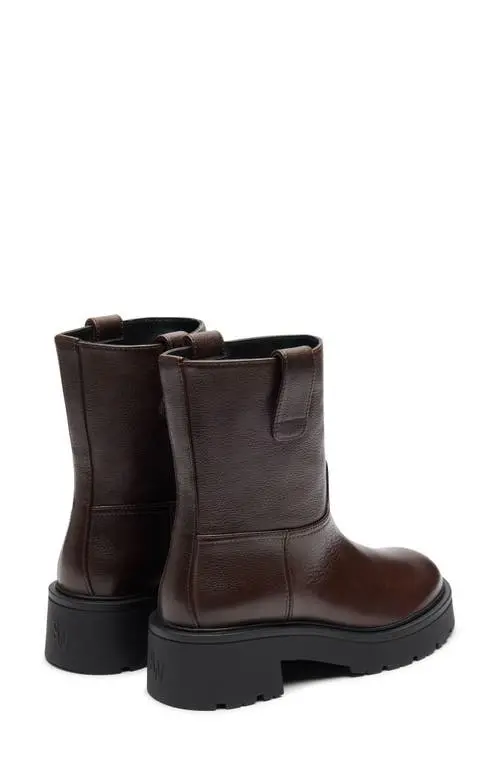 STUART WEITZMAN Mid-calf Leather Booties With Lug Sole - Walnut