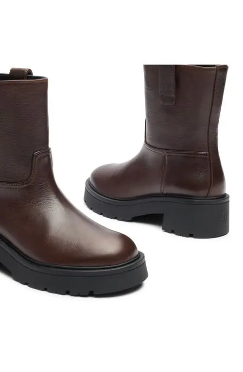 STUART WEITZMAN Mid-calf Leather Booties With Lug Sole - Walnut