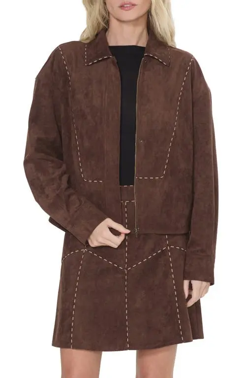 CIEBON Avyanna Faux Suede Jacket - Fudge Brown