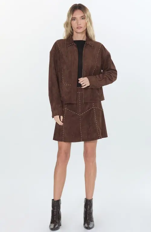 CIEBON Avyanna Faux Suede Jacket With Contrast Topstitching