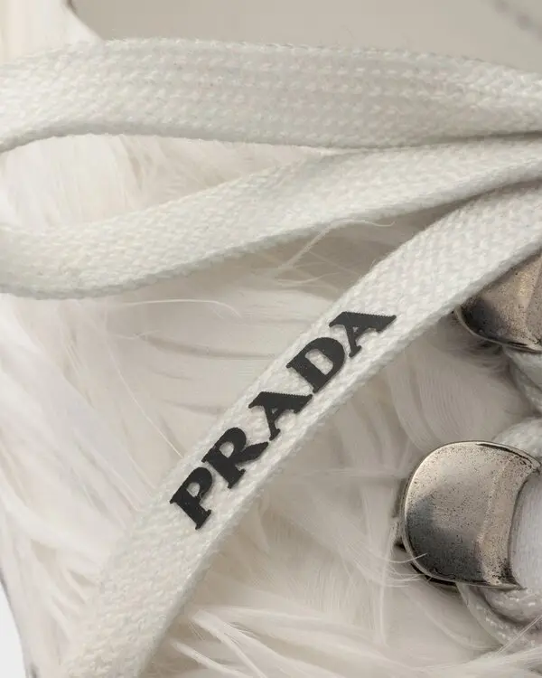 Prada Feather-embellished Satin Pumps