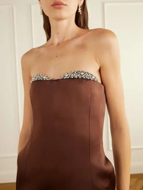 ILKYAZ OZEL Noelie Strapless Crystal-embellished Satin Gown